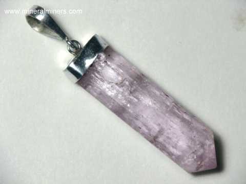 Kunzite Jewelry: natural kunzite pendants, necklaces & kunzite earrings