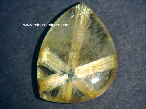 Rutilated Quartz Cabochon Gemstones: golden rutile star gems