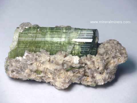 Green Tourmaline Crystals & Green Tourmaline Mineral Specimens in Matrix